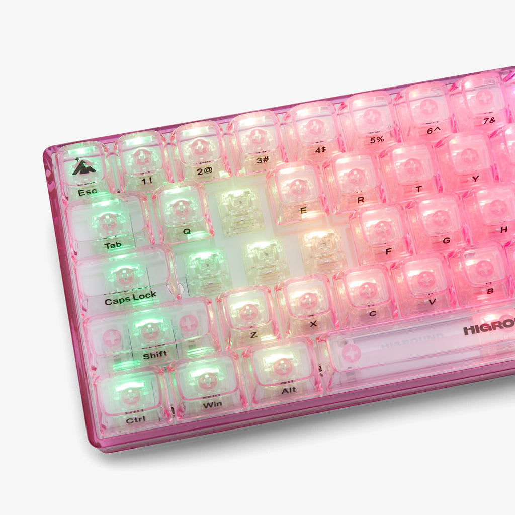 CLEAR ROSE QUARTZ Basecamp 65 Keyboard (Silent Glacier Switch) – Higround