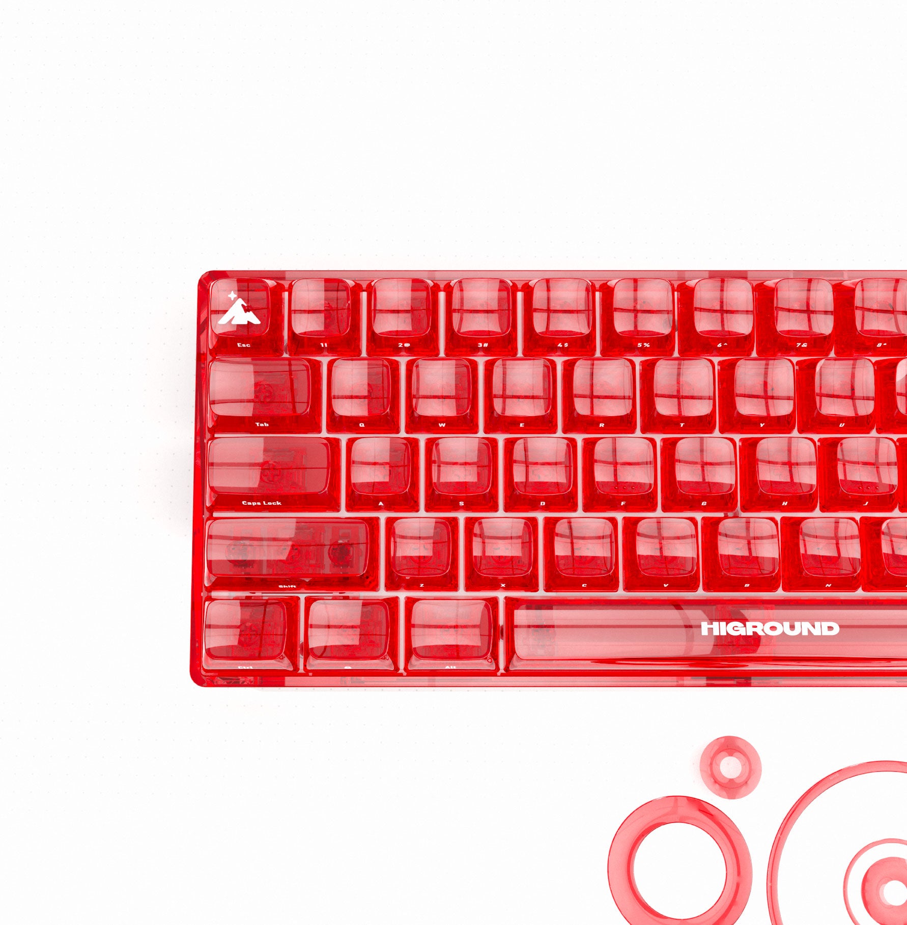 CLEAR RUBY Basecamp 65 Keyboard (Silent Glacier Switch) – Higround